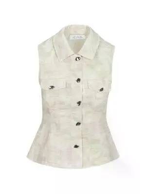 HEVRON Skylar Camouflage Print Peplum Top - Neutrals