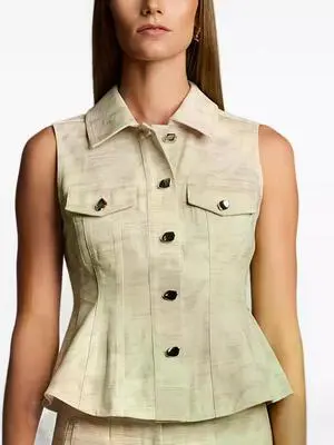 HEVRON Skylar Camouflage Print Peplum Top