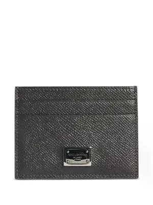 Dolce & Gabbana Dauphine Logo-plaque Grained-leather Card Holder - Grey