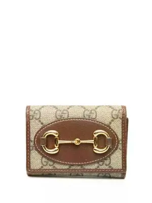 Gucci 2016-2026 Gg Supreme Horsebit 1955 Trifold Wallet Small Wallets - Neutrals