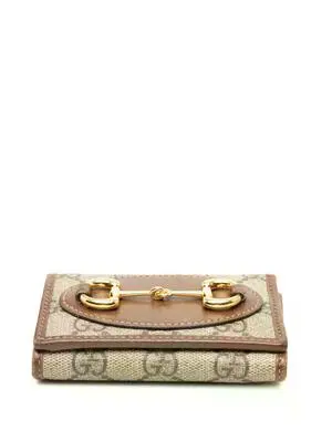 Gucci 2016-2026 Gg Supreme Horsebit 1955 Trifold Wallet Small Wallets