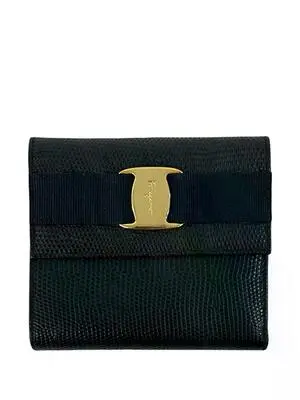FERRAGAMO 2010-2026 Embossed Leather Vara Trifold Wallet Small Wallets - Black