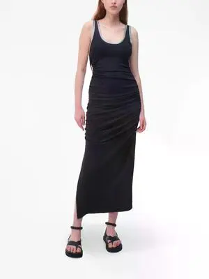 Simkhai Darian Ruched Ribbed Midi Dress
