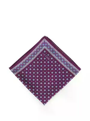 Eton Geometric-print Logo Pocket Square - Red