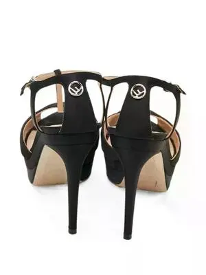 Fendi Satin T-strap Peep-toe Platform Stiletto Sandals