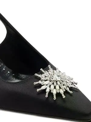 Manolo Blahnik Crystal-embellished Slingback Pumps - Black