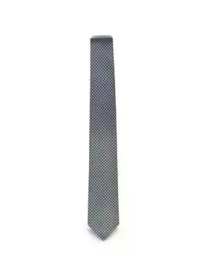 FERRAGAMO Silk Geometric Print Tie - Blue