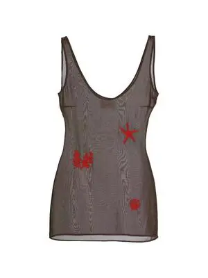 MC2 SAINT BARTH Bead-embellished Mesh Mini Dress - Brown