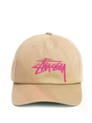 StÜssy Big Stock Logo Embroidered Cap - Neutrals