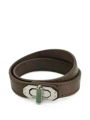 Shanghai Tang Jade Locket Leather Bracelet - Silver