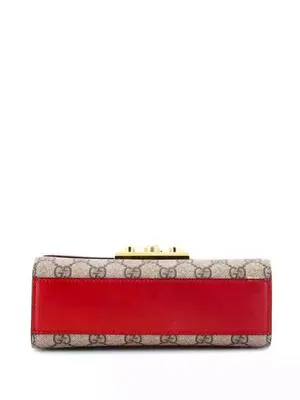 Gucci Padlock Shoulder Bag In Gg Coated Canvas And Leather - Red