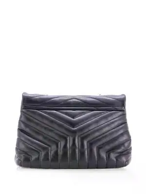 Saint Laurent Loulou Matelassé Chevron Leather Medium Shoulder Bag - Black