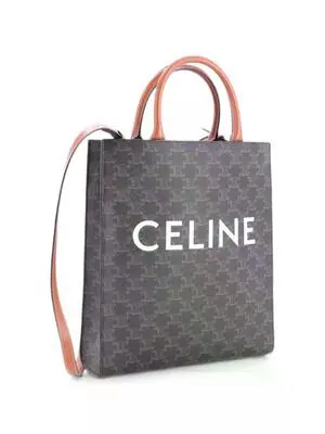Celine Vertical Cabas Triomphe Coated Canvas Tote Bag - Brown