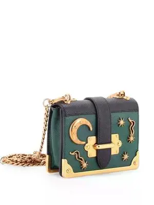 Prada Cahier Embellished Leather Micro Crossbody Bag - Black