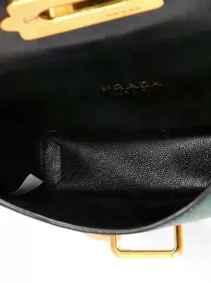 Prada Cahier Embellished Leather Micro Crossbody Bag - Black