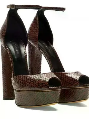 Casadei Flora Python-effect Platform Sandals