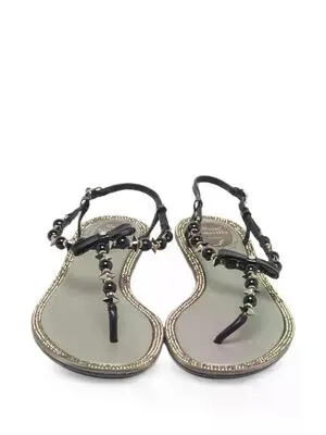 Rene Caovilla Embellished Patent Leather Thong Sandals