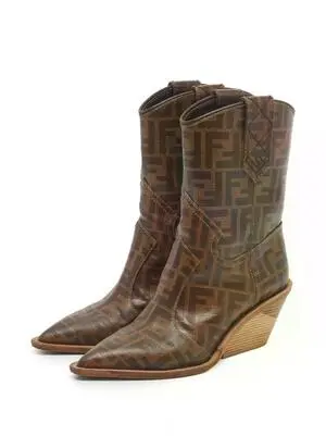 Fendi Zucca Pointed Toe Ankle Boots