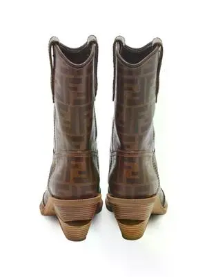 Fendi Zucca Pointed Toe Ankle Boots