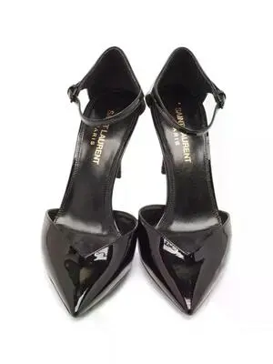Saint Laurent Patent Leather Anouk Pumps With Ankle Strap