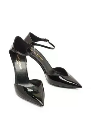 Saint Laurent Patent Leather Anouk Pumps With Ankle Strap