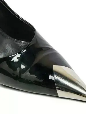Saint Laurent Patent Leather Stiletto Pumps With Metal Toe Cap