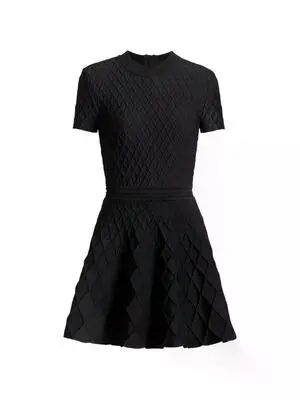 Balmain Flared Knit Dress With Gold Lion Head Buttons
