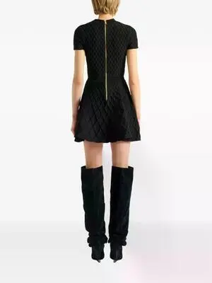 Balmain Flared Knit Dress With Gold Lion Head Buttons