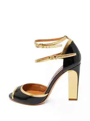 Ralph Lauren Patent Leather Ankle Strap Sandals - Black