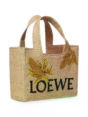 Loewe Embroidered Woven Tote Bag - Neutrals