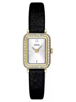 Fossil Raquel Rectangular Watch With Crystal Embellished Bezel - Silver