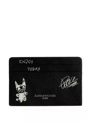 Zadig&Voltaire Graffiti-print Leather Cardholder - Black