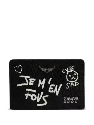 Zadig&Voltaire Graffiti-print Leather Cardholder