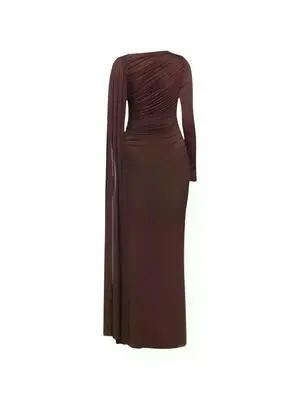 CHATS BY C.DAM Asymmetric Ruched Maxi Dress