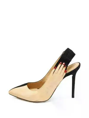 CHARLOTTE OLYMPIA Beige And Black Leather Slingback Pumps