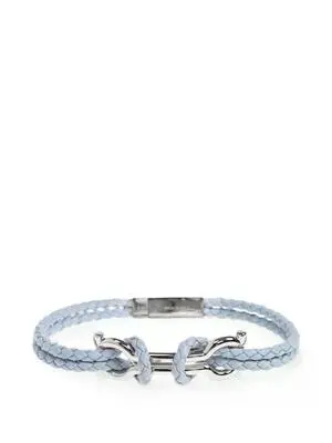 FERRAGAMO Gancini Braided Leather Bracelet - Blue
