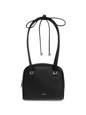 Furla Poppy Leather Shoulder Bag - Black