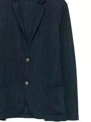 GRAN SASSO Herringbone-knit Single-breasted Wool Blazer