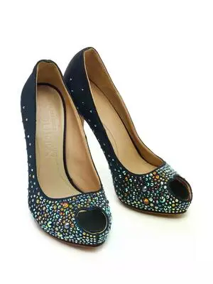 Alexander McQueen Crystal-embellished Open-toe Pumps