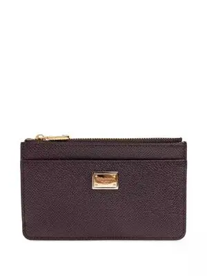 Dolce & Gabbana Logo-plaque Grained Leather Card Holder - Purple