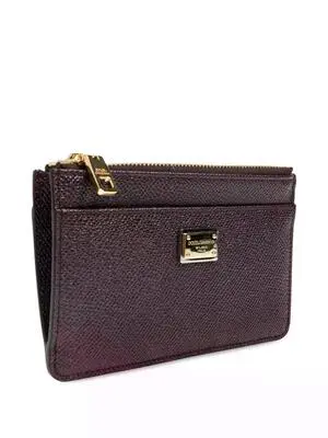 Dolce & Gabbana Logo-plaque Grained Leather Card Holder - Purple