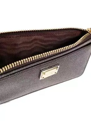 Dolce & Gabbana Logo-plaque Grained Leather Card Holder - Purple