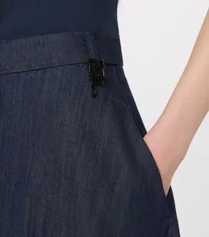 Max Mara Belted Denim Midi Skirt