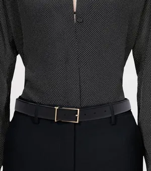 TOM FORD Leather Belt With Gold Tone Buckle