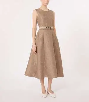 Max Mara Floral Jacquard Belted Midi Dress - Gold