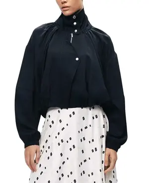 NOCTURNE High-neck Gathered Jacket - Black