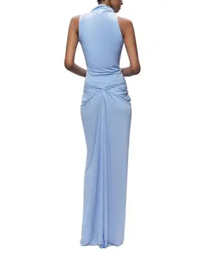 NOCTURNE Draped Halter Neck Ruched Maxi Dress