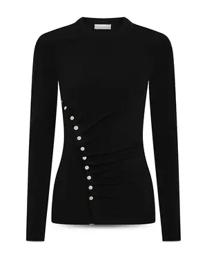 Rabanne Long Sleeve Crewneck Top - Black