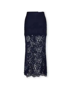 Rabanne Scalloped Lace Maxi Skirt - Deep Navy