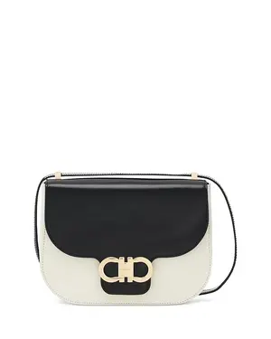 FERRAGAMO Double Gancio Leather Convertible Crossbody - Nero